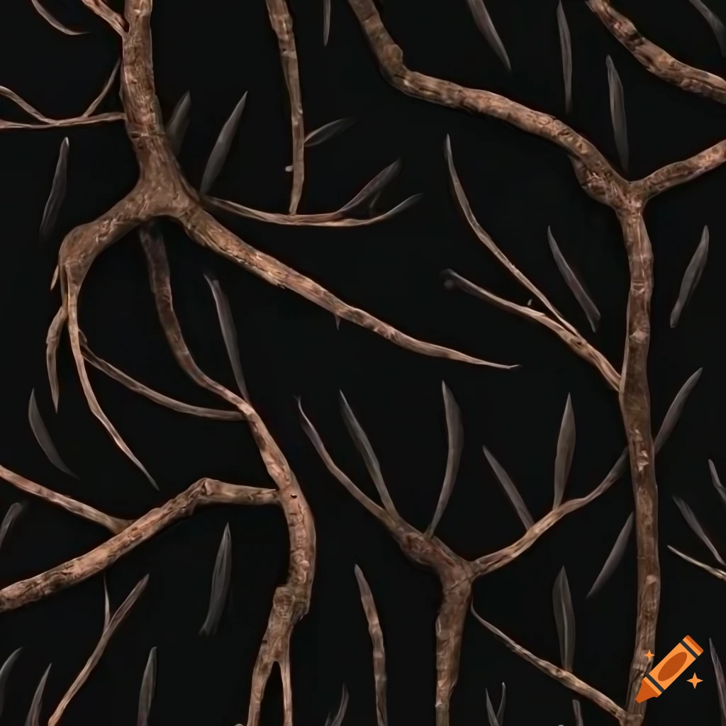 Seamless texture of black branches on Craiyon