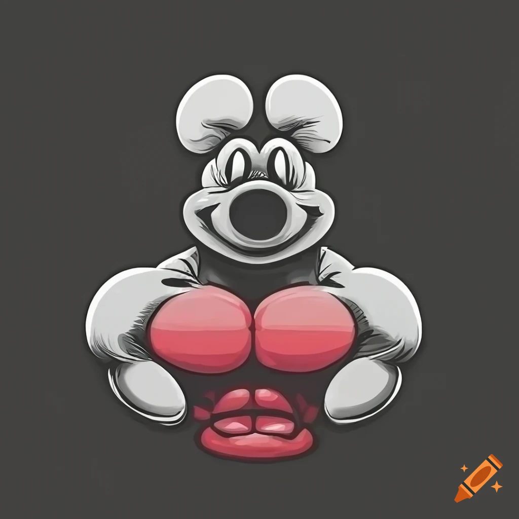 Logo of a muscular mickey mouse on Craiyon