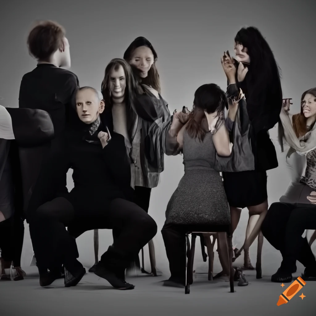 Image of a person being isolated by a group on Craiyon