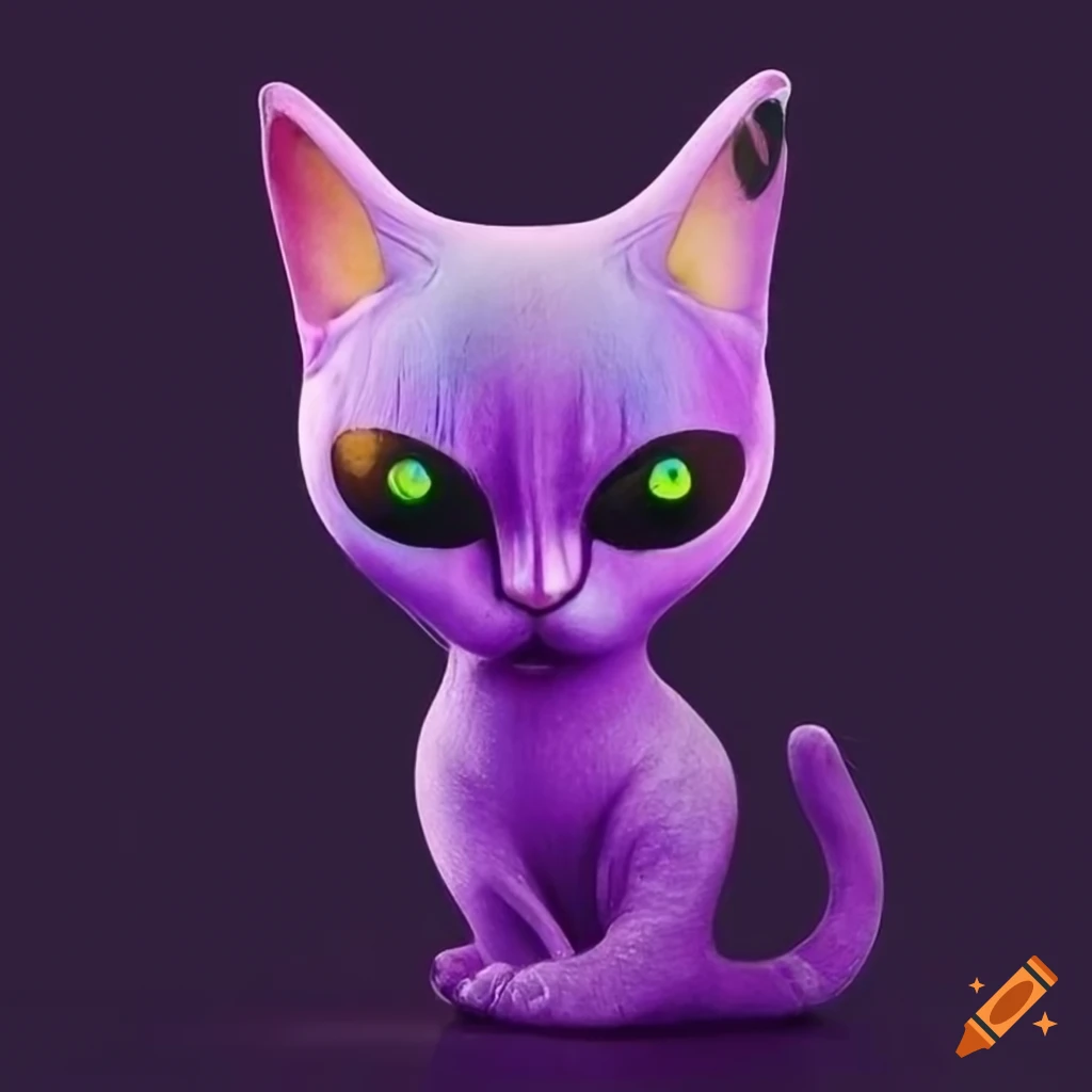 Violet and black alien cat with sunflower-shaped head on Craiyon