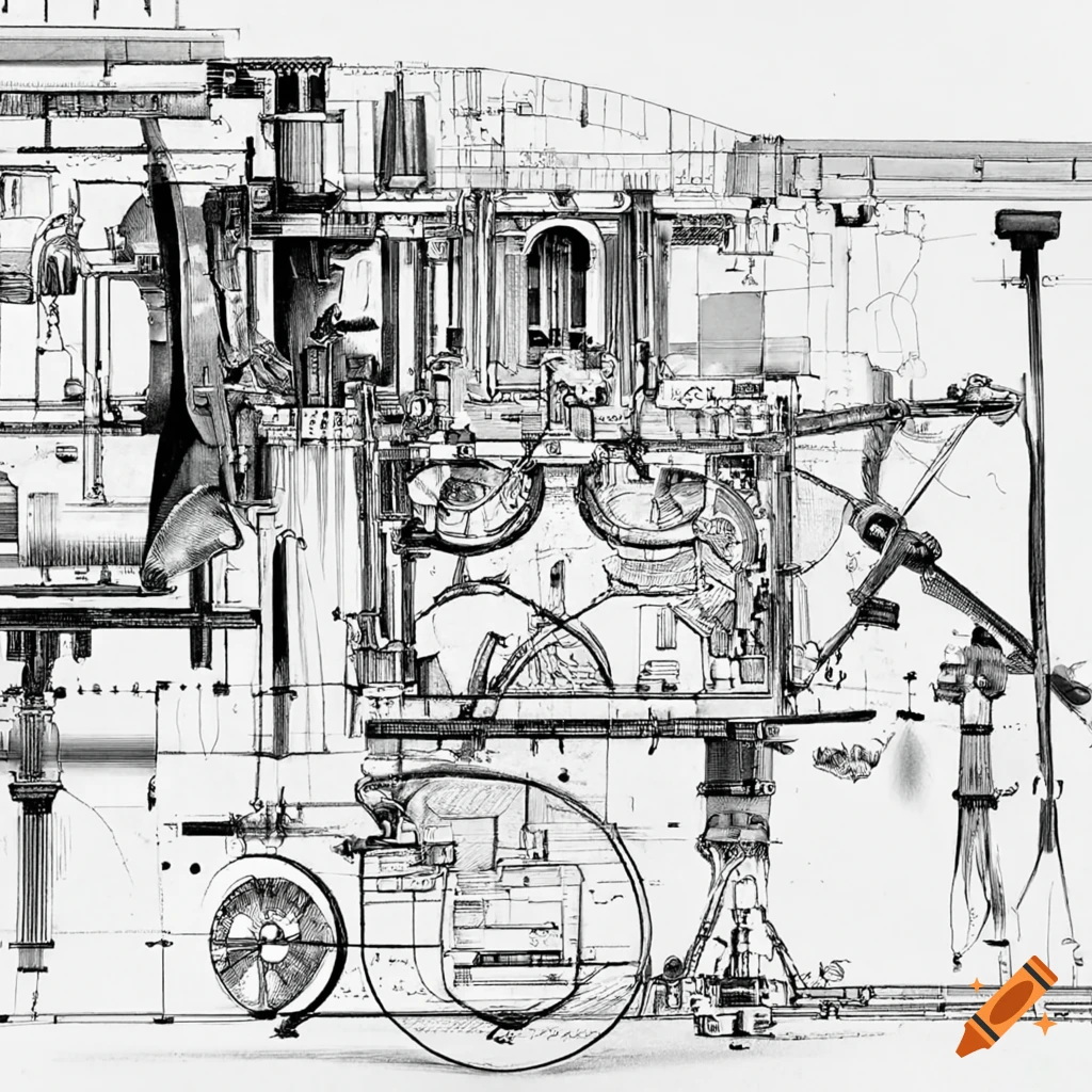 Schematic drawings in the style of da vinci on Craiyon