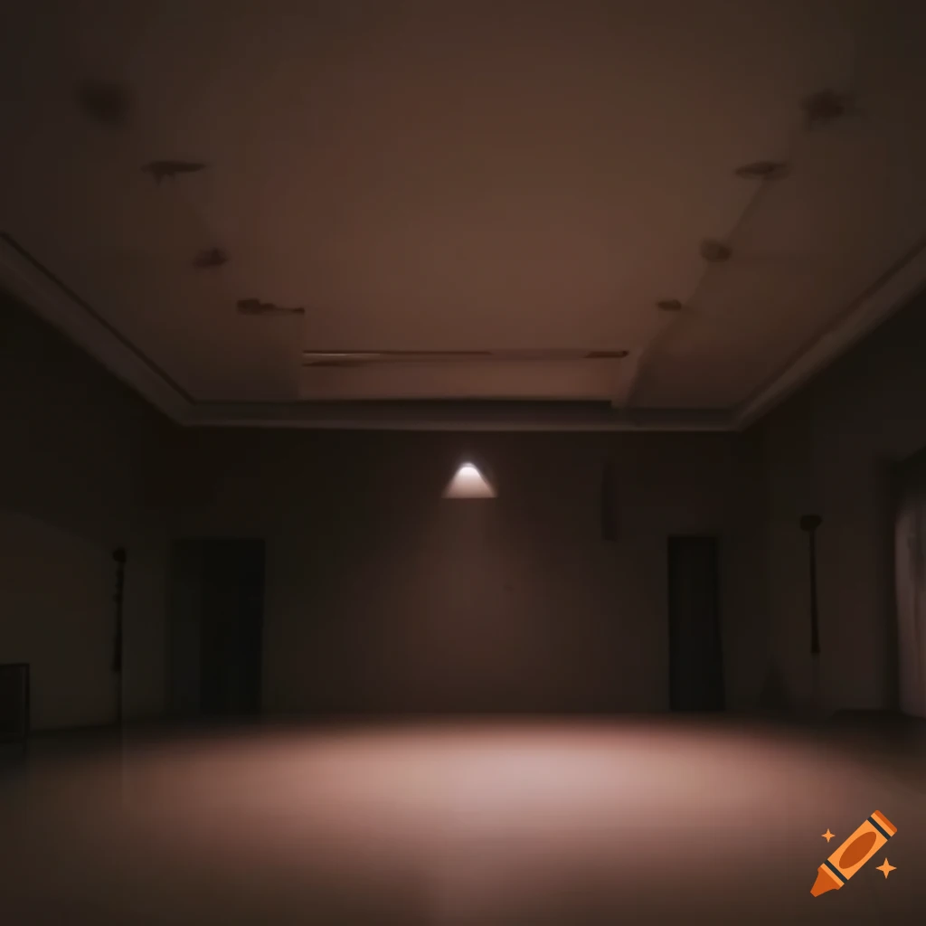 Well-lit empty room with fluorescent lighting