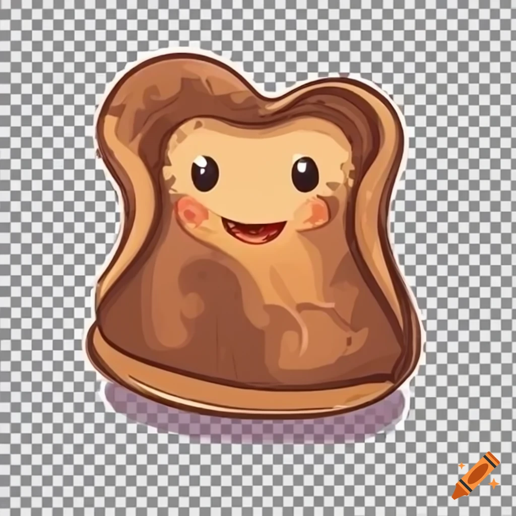 Cartoon-style cinnamon toast with transparent background