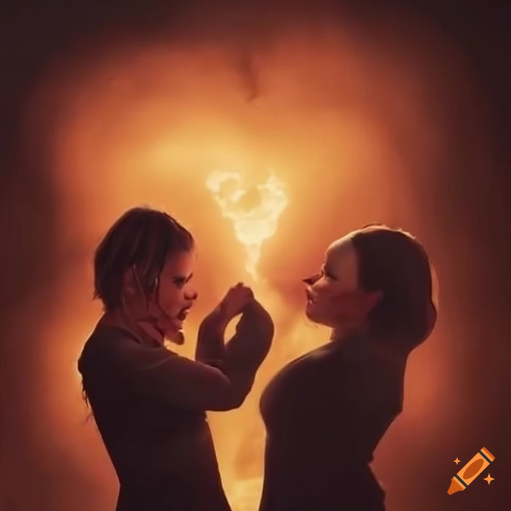 Illustration of a heart warming a couple