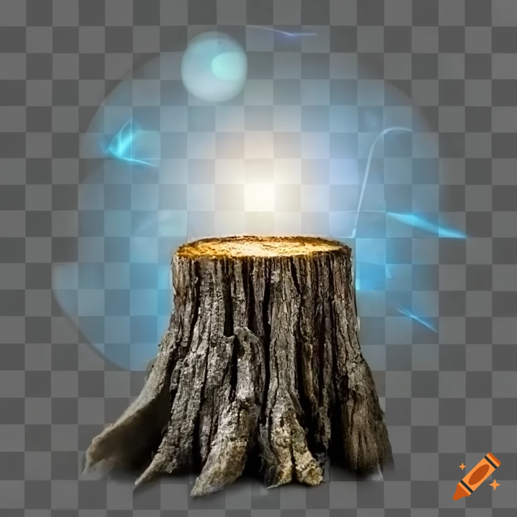 Transparent tree stump from an elevated perspective on Craiyon