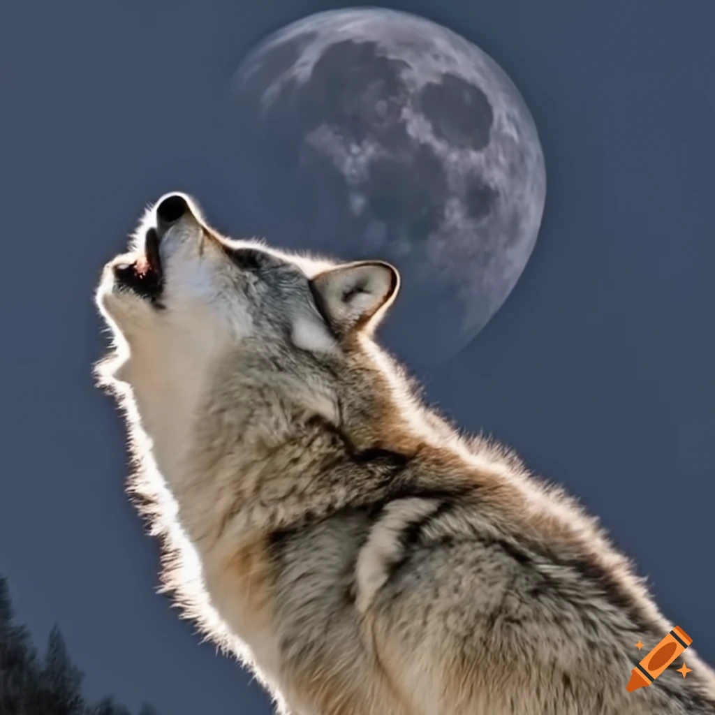 Wolf howling at the moon on Craiyon