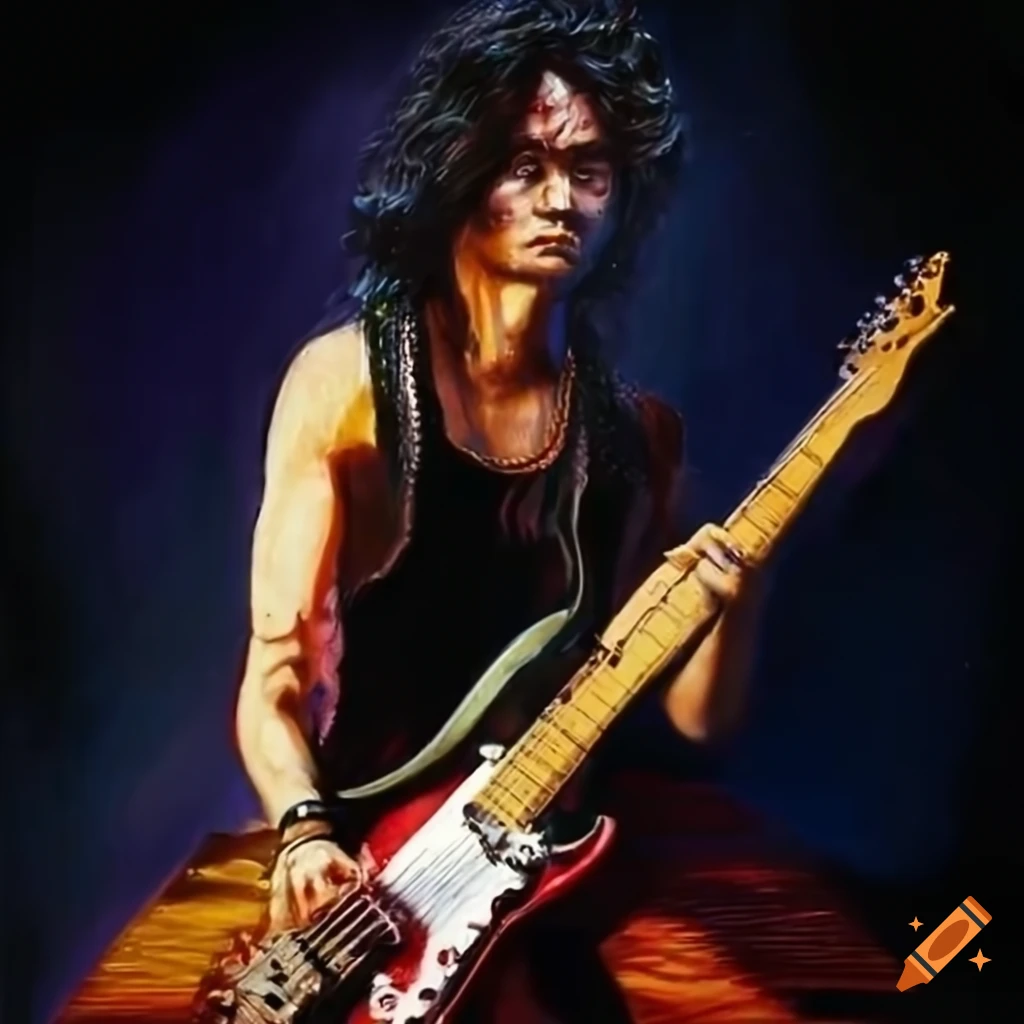 Portrait of viktor tsoi playing electric guitar on Craiyon