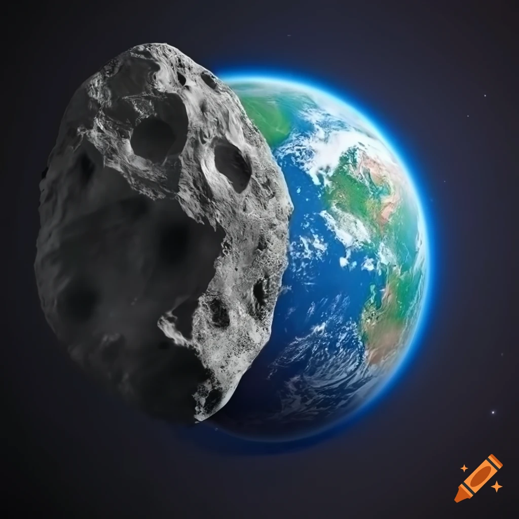Peaceful asteroid passing by Earth in space on Craiyon