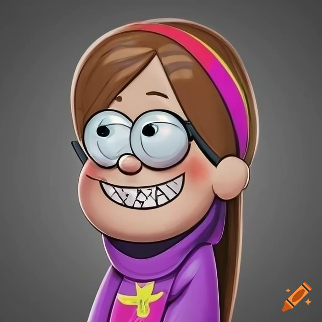 Detailed portrait of Mabel Pines transforming into a cartoon on Craiyon