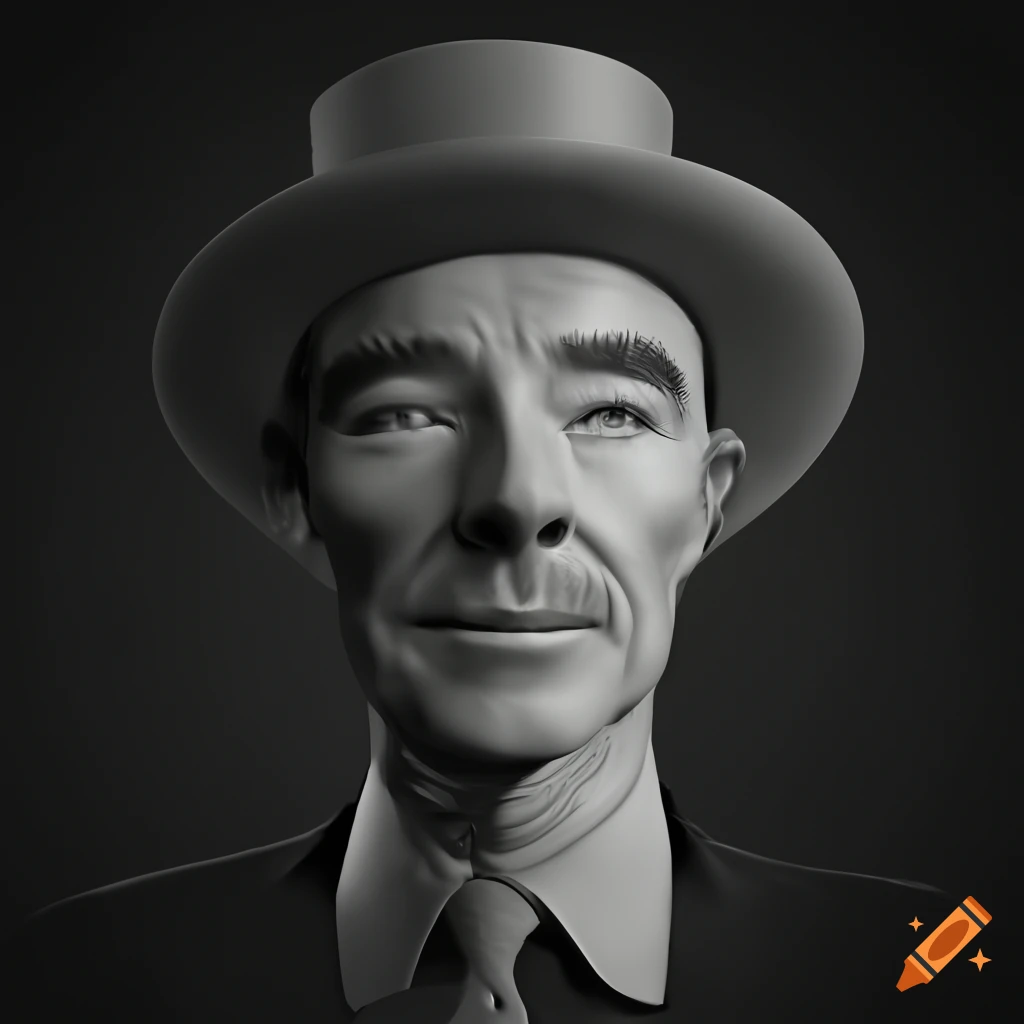 Monochrome digital art of a young robert j oppenheimer