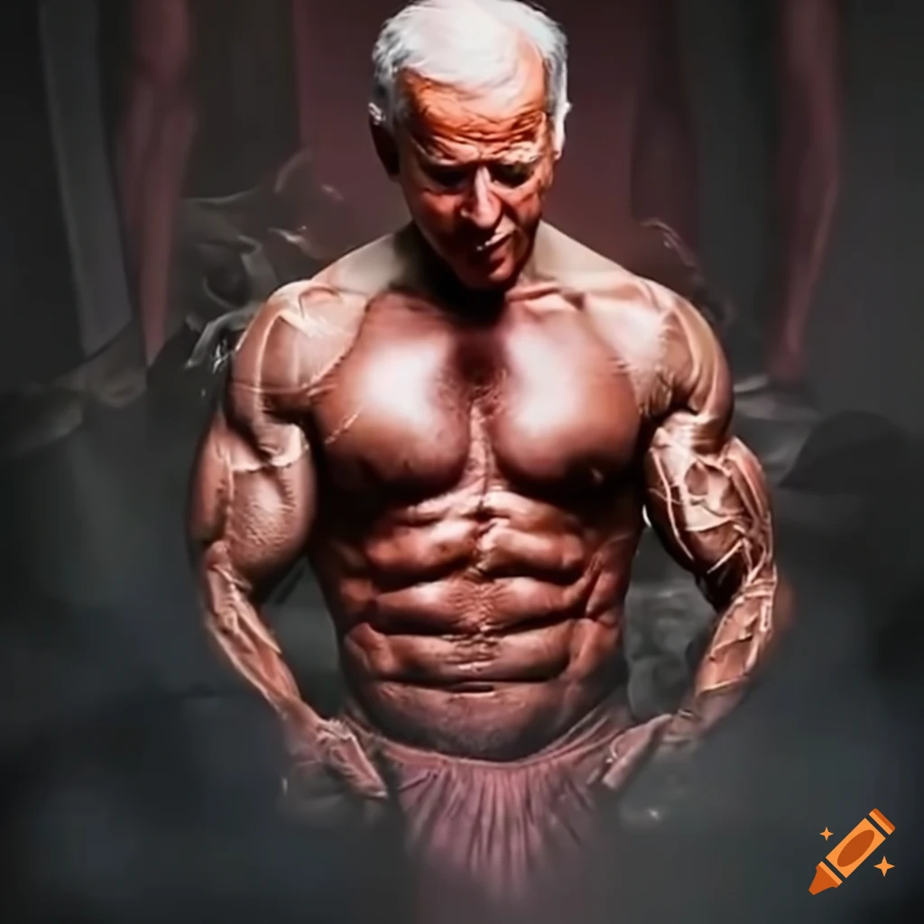 Satirical representation of donald trump and joe biden as bodybuilders ...