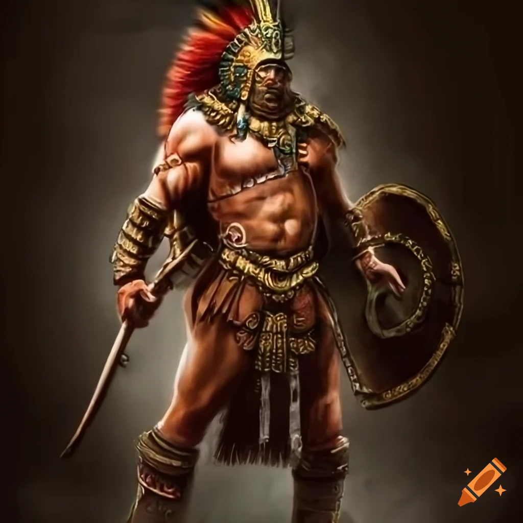 Aztec warrior in battle on Craiyon