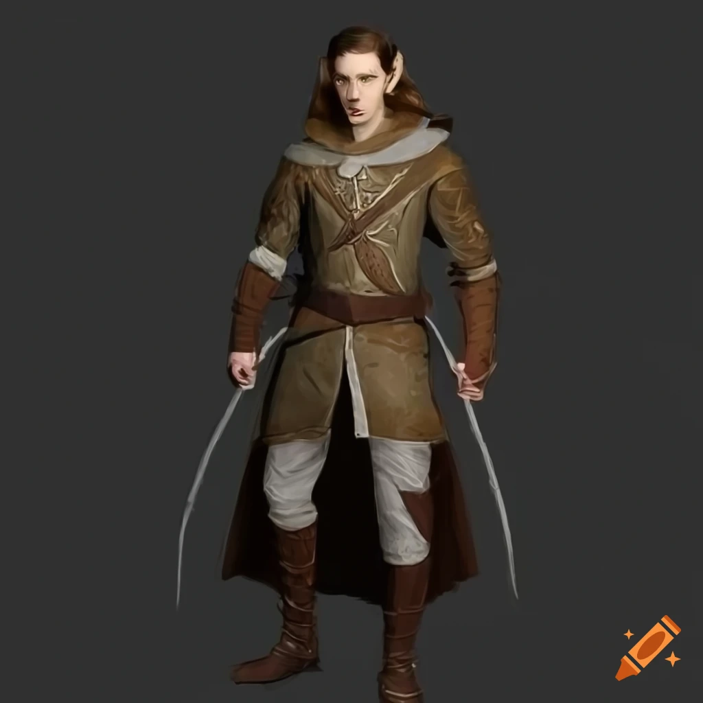 Tolkien elf wearing winter hunter outfit