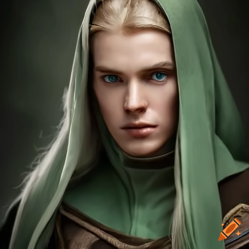 Tolkien elf in hunter outfit, male model sheet