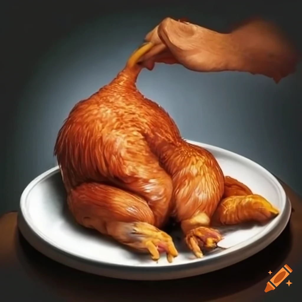 Funny picture of a blind chicken looking for food on Craiyon