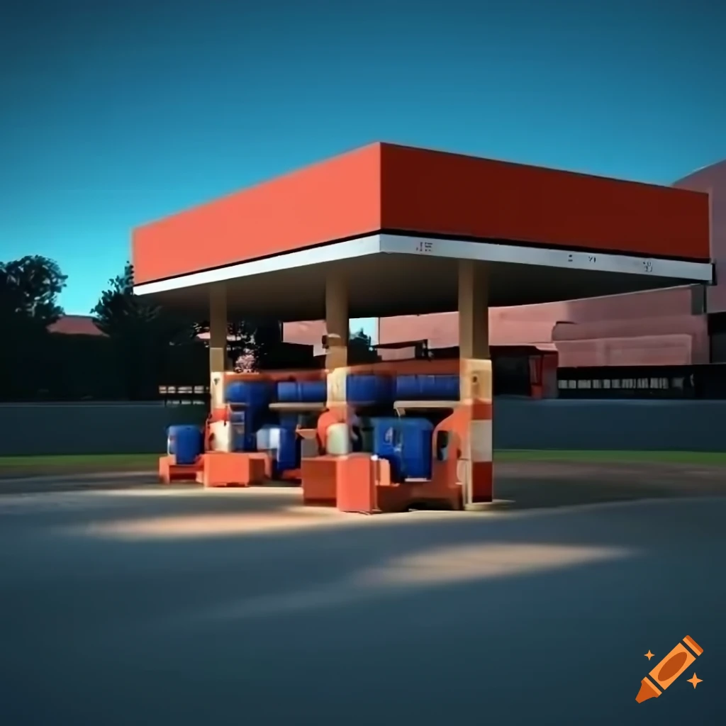 Realistic 3d render of a gas station on Craiyon
