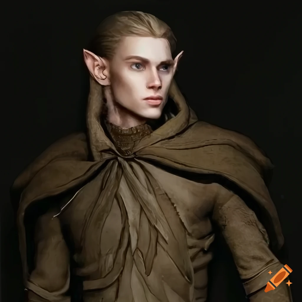 Tolkien elf in white winter hunter outfit on Craiyon