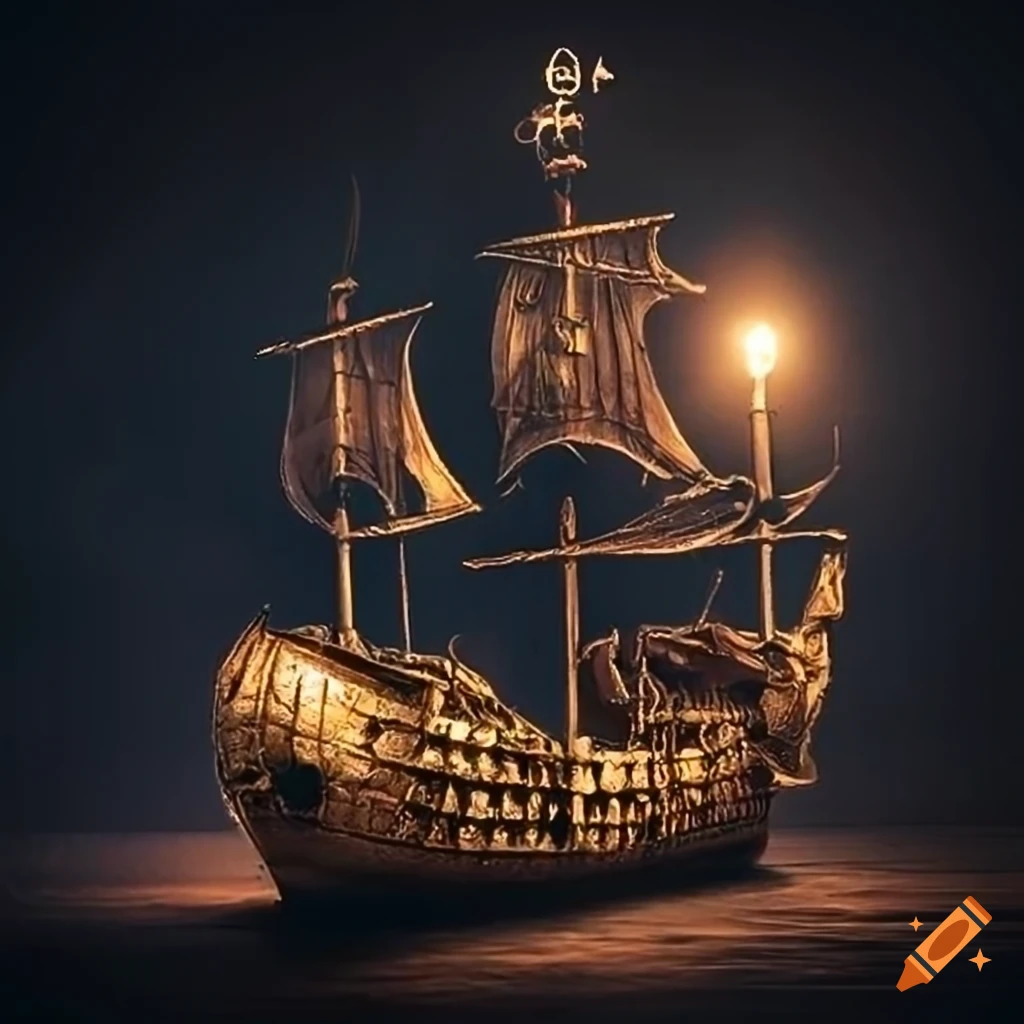 Beautiful pirate ship sailing on the ocean on Craiyon
