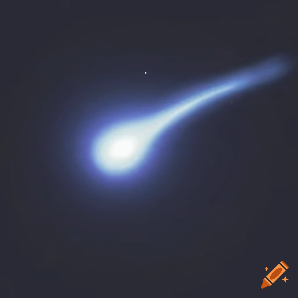 Grainy 4k image of a comet against a black background