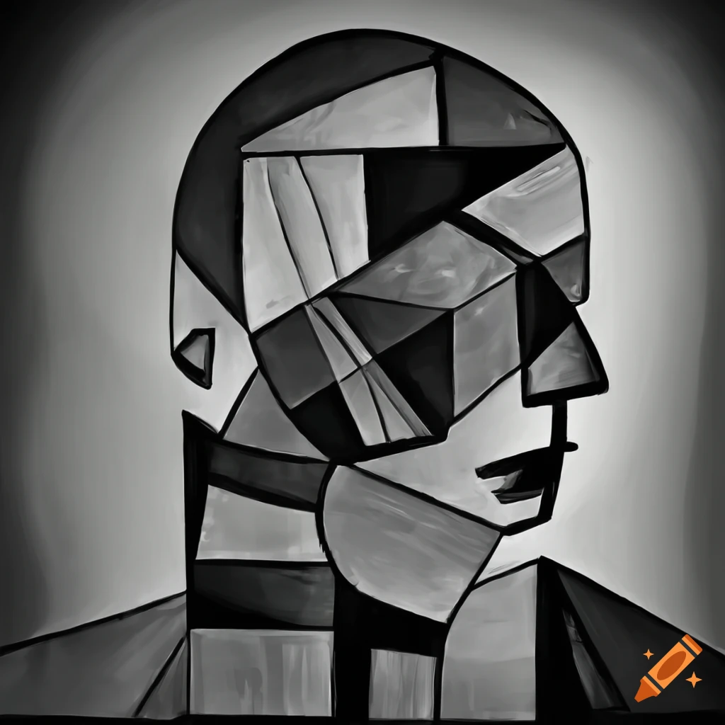 Cubism artwork with black and white colors on Craiyon
