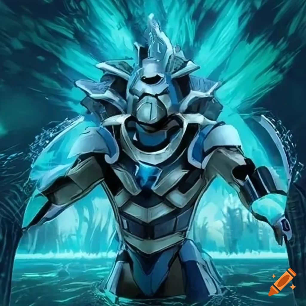 Realistic comic book style of hydron, a water-powered hero