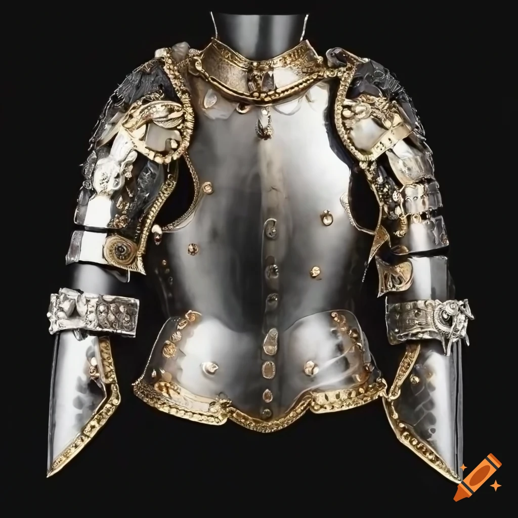 Metal shoulder armor with gemstone embellishments