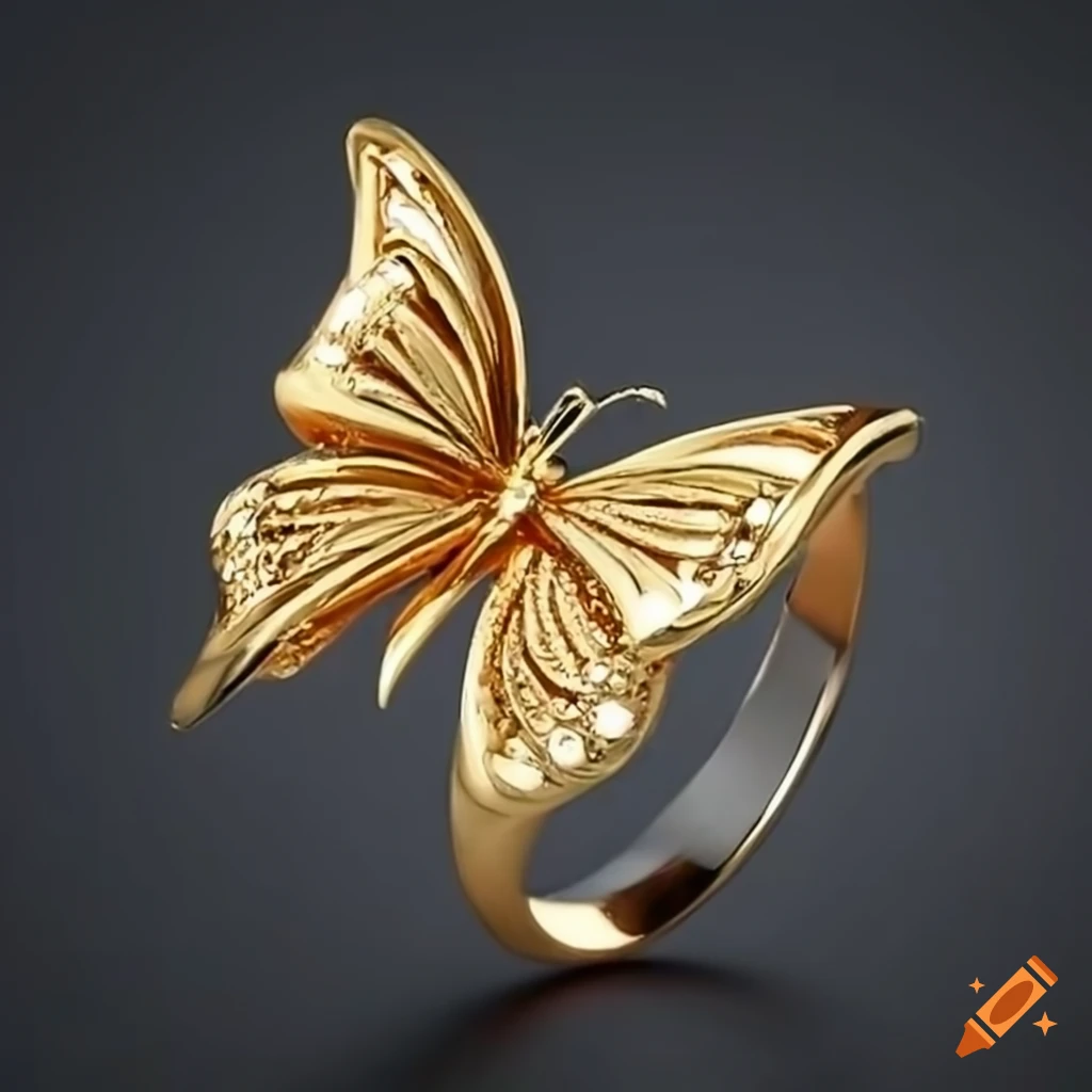 Gold ring with butterfly design