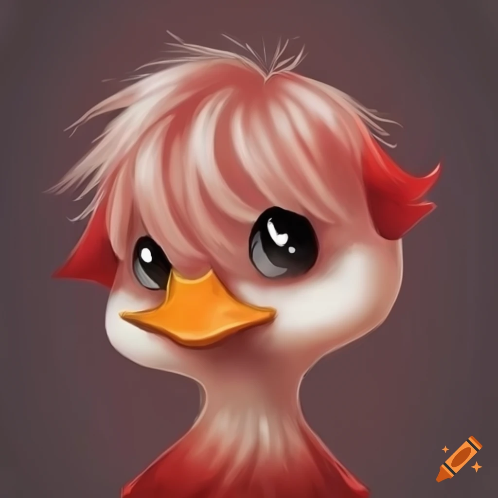 Realistic chibi red and white duck