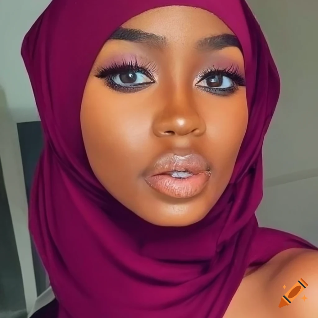 Stylish hijab selfie of a beautiful African-Arabian model on Craiyon