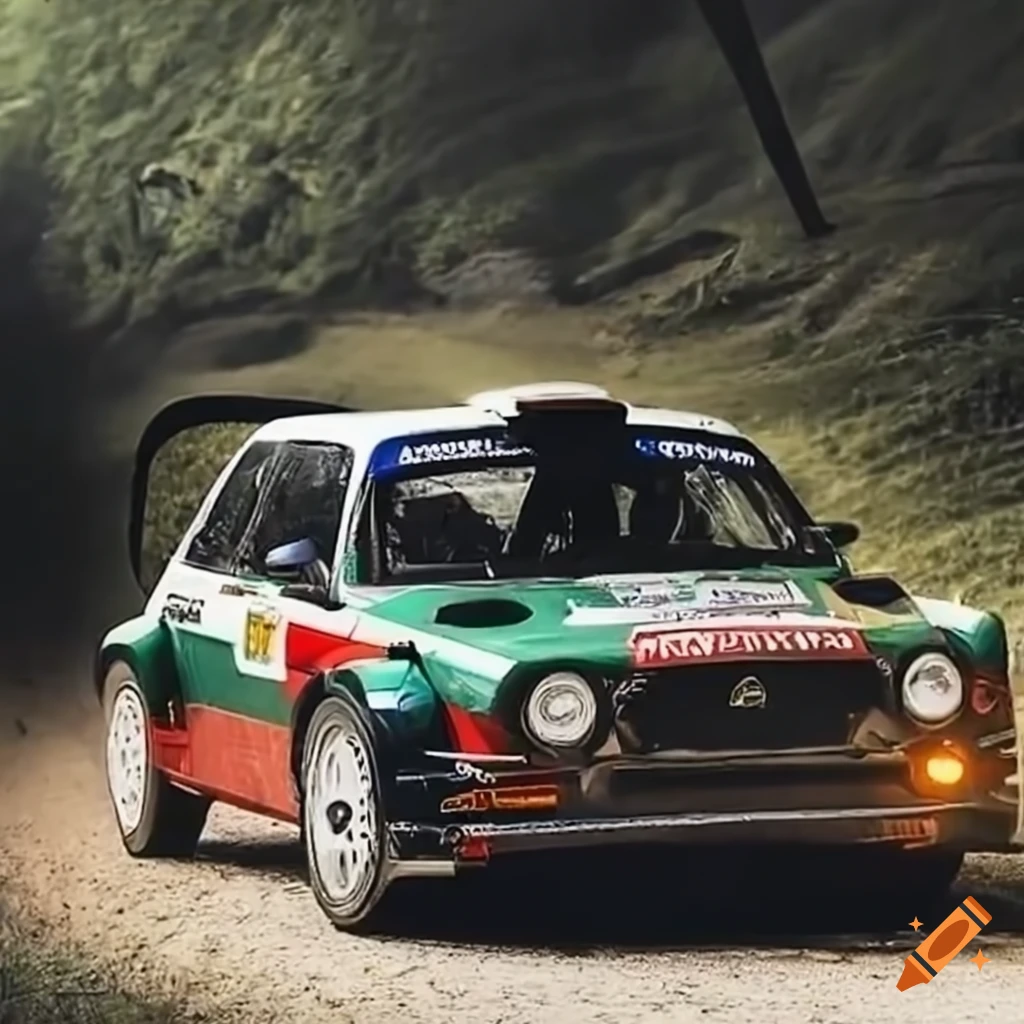 Macchina da rally che corre in campagna toscana