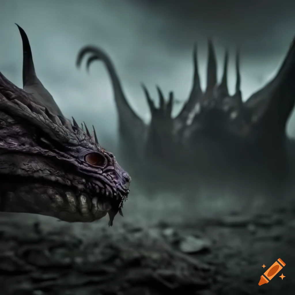 Dragons in a desolate post-apocalyptic landscape