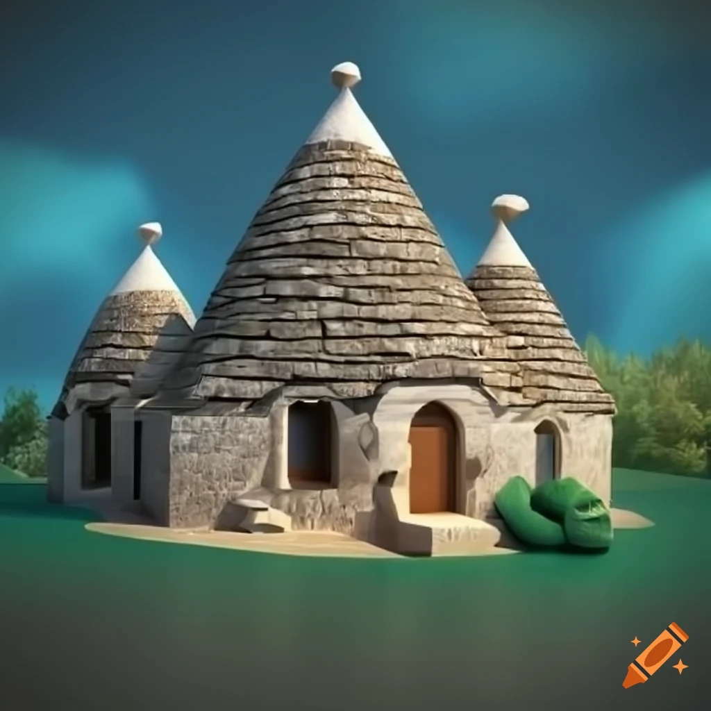 3d pixar style trulli houses on Craiyon