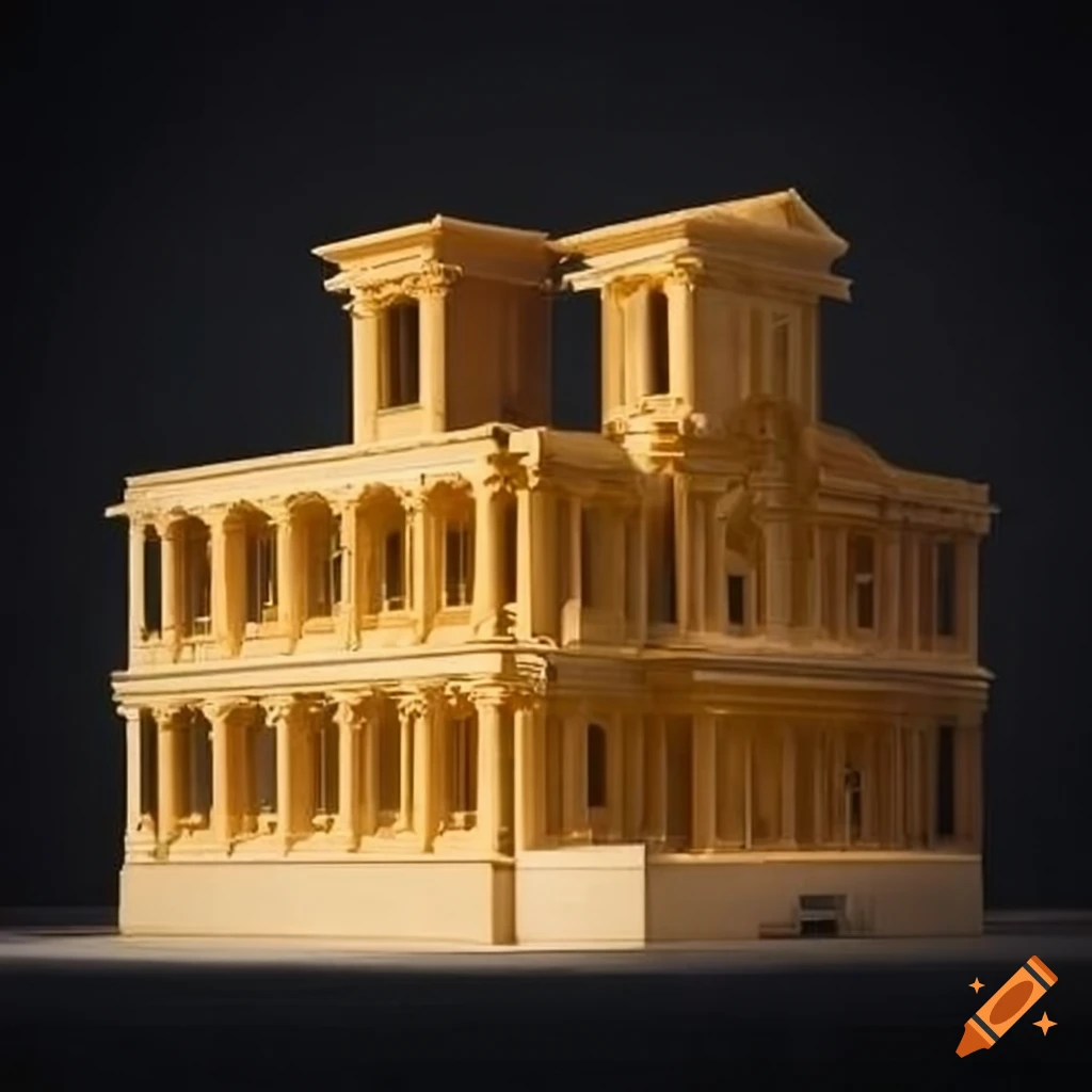 Artwork depicting italian buildings made of pasta on Craiyon
