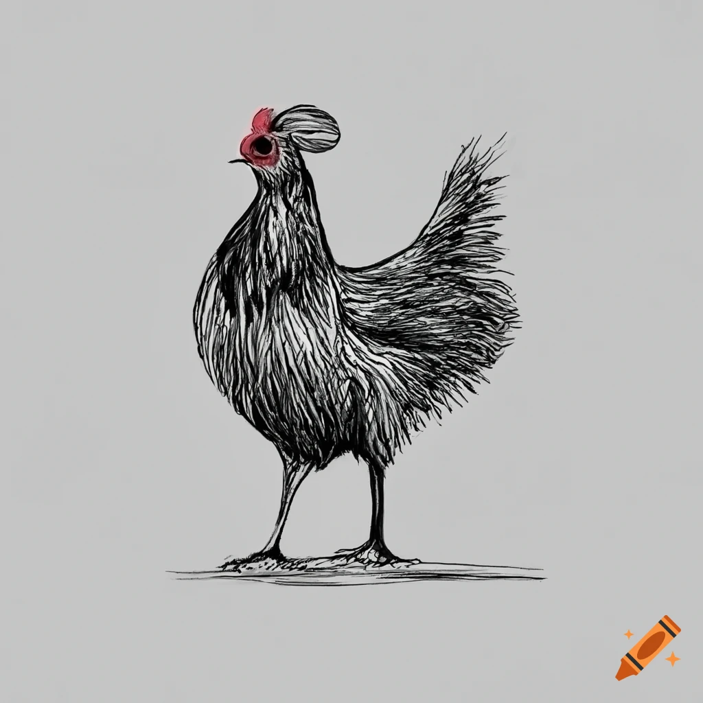 Stylized crayon drawing of a chicken