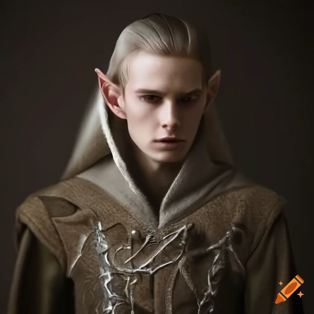 Portrait of a male tolkien elf in winter attire on Craiyon