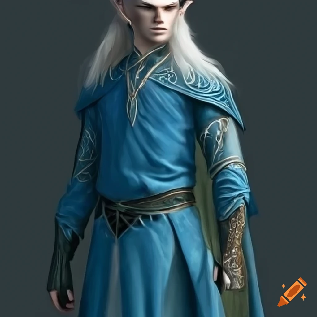 Blue elven costume on a male tolkien elf