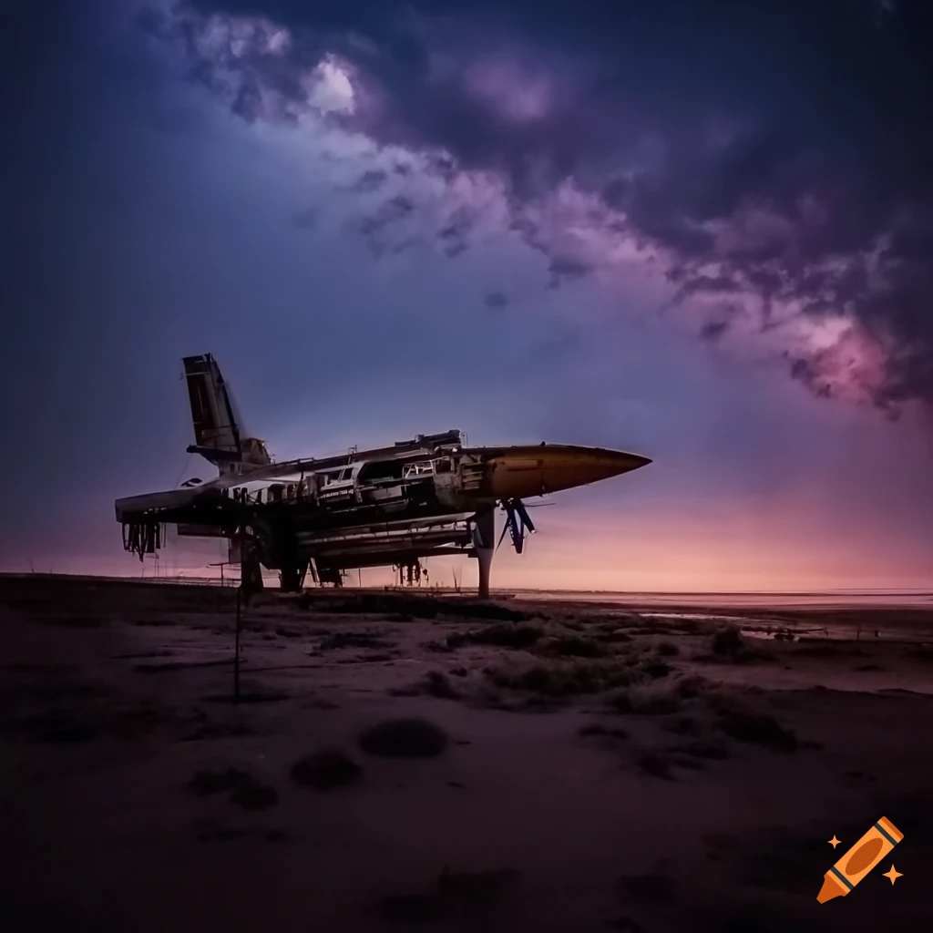 Abandoned spaceship in the desert on Craiyon