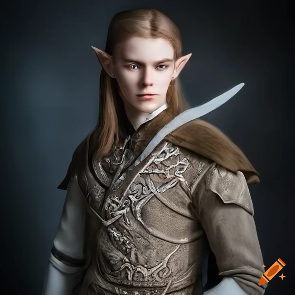 Portrait of a male elven hunter in winter attire on Craiyon