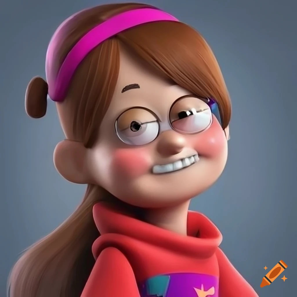 Detailed portrait of Mabel Pines from real-life to cartoon on Craiyon