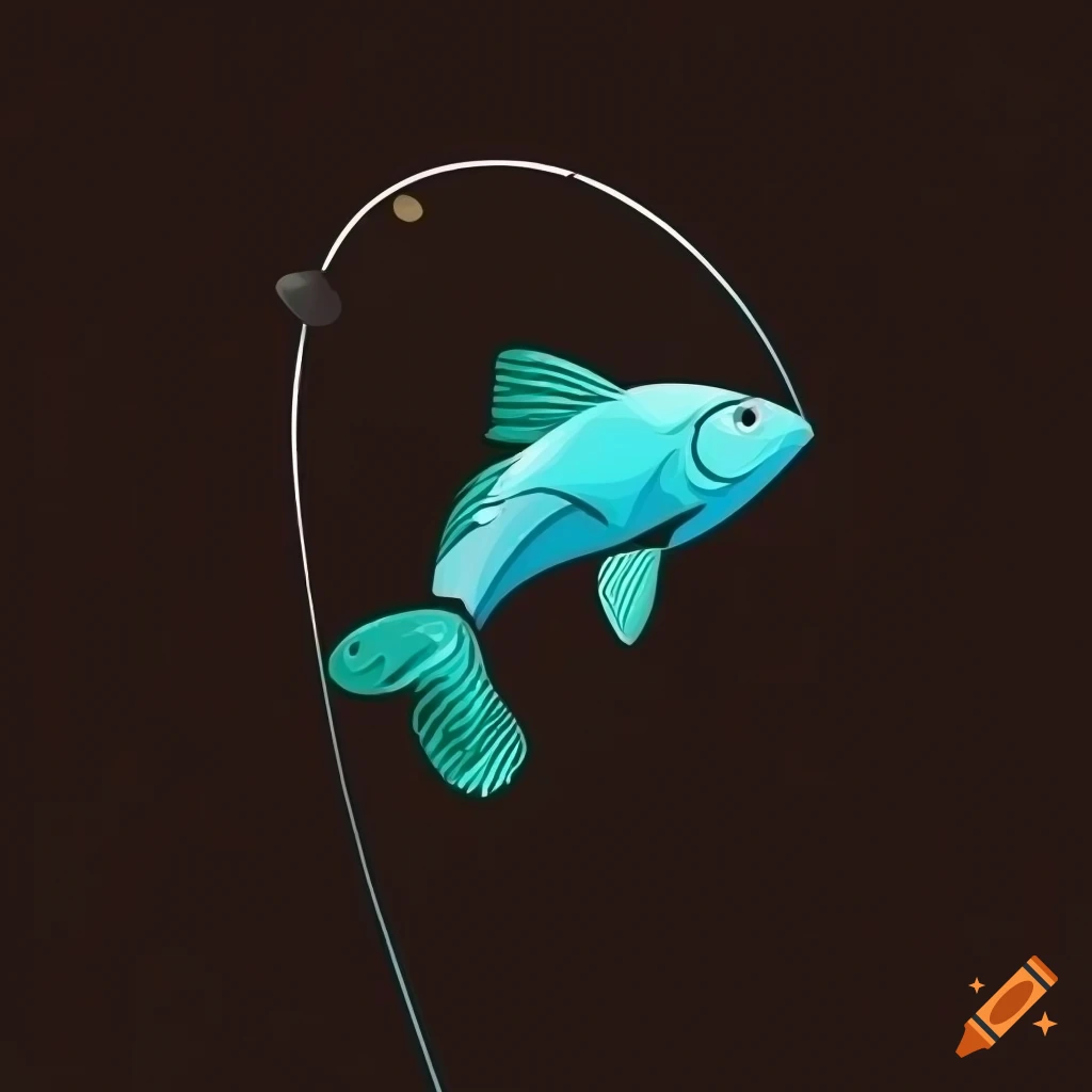 Colorful minimalist fishing rod icon on Craiyon