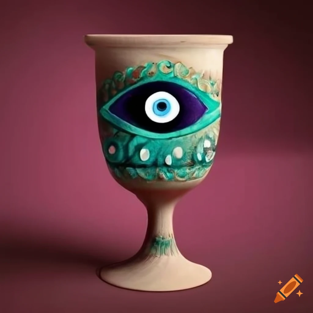 Goblet with evil eye design and figs
