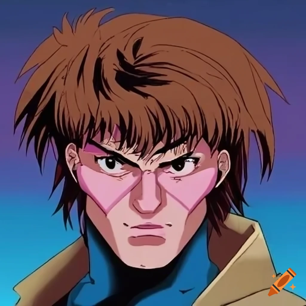 Gambit in 80s anime style on Craiyon