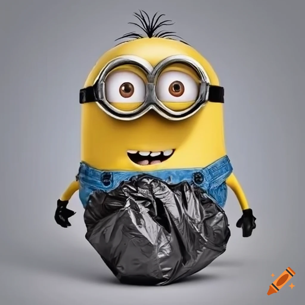 Funny image of minions wearing black trash bags on Craiyon