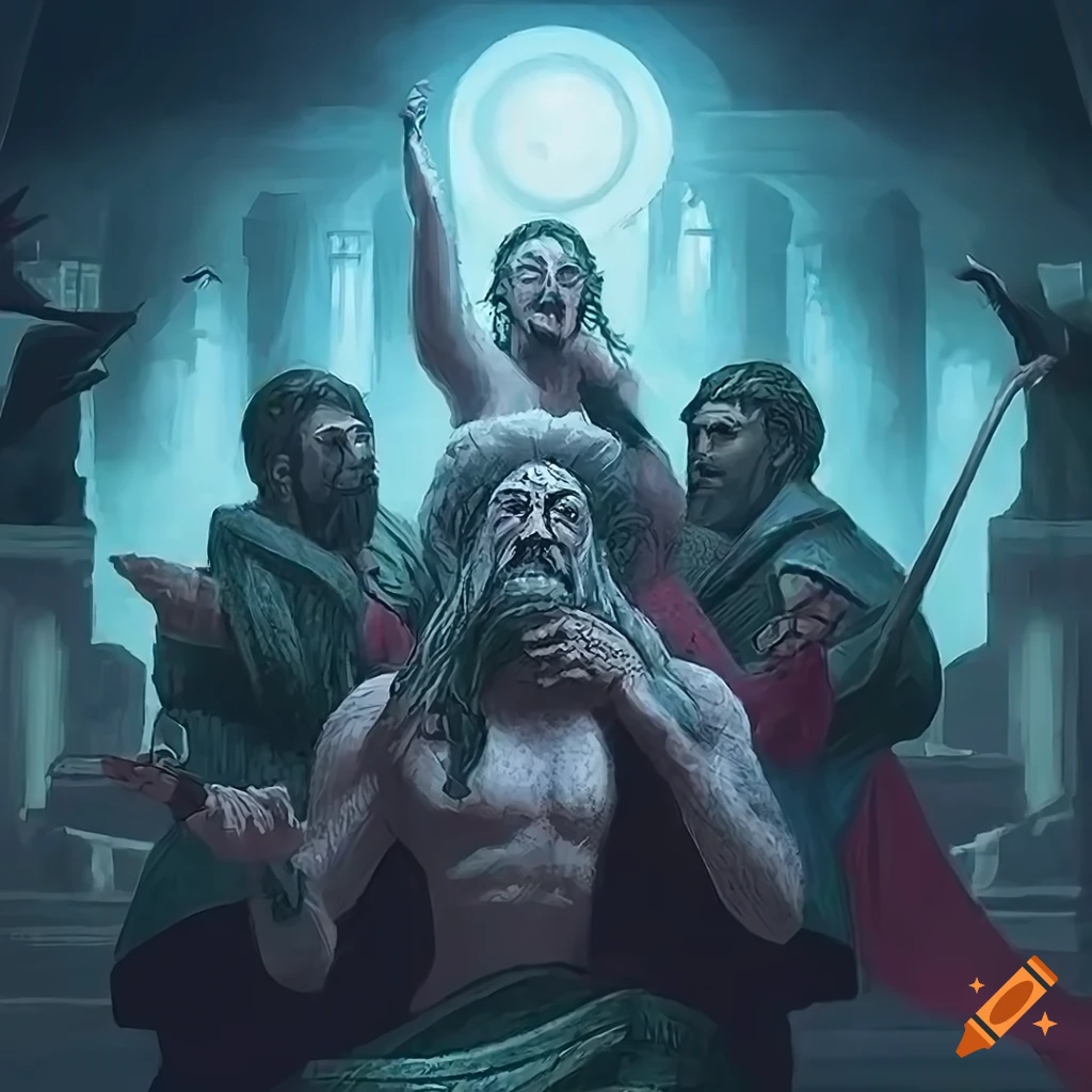 Greek philosophers debating in an amphitheater on Craiyon