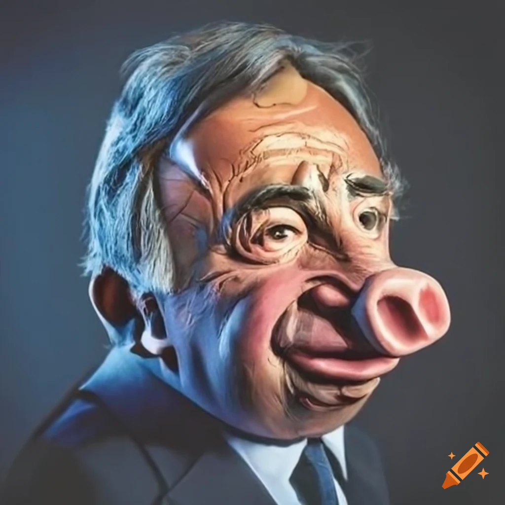 Portrait of gérard larcher wearing a pig mask