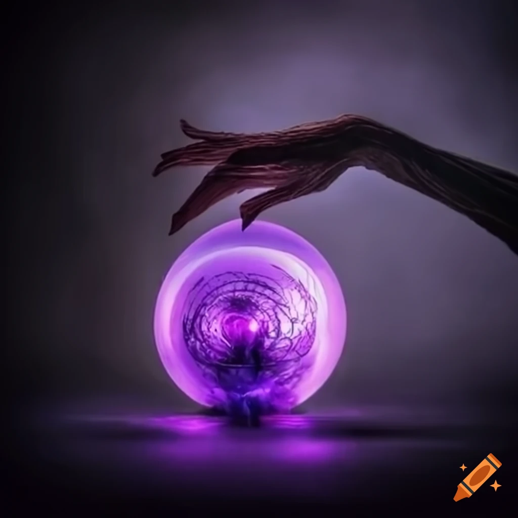 Image of a dark lord conjuring a powerful purple magic ball on Craiyon