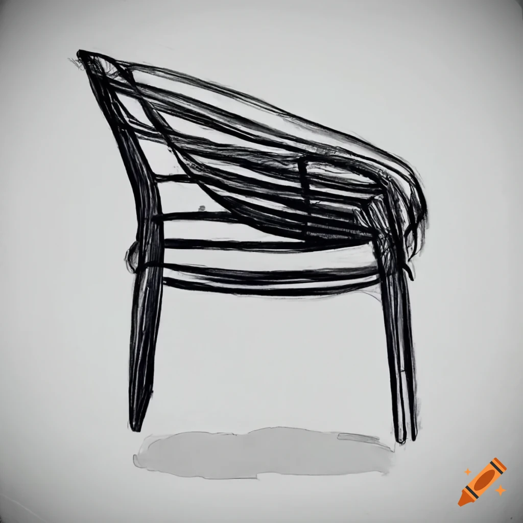 Sketch of an outdoor chair on Craiyon