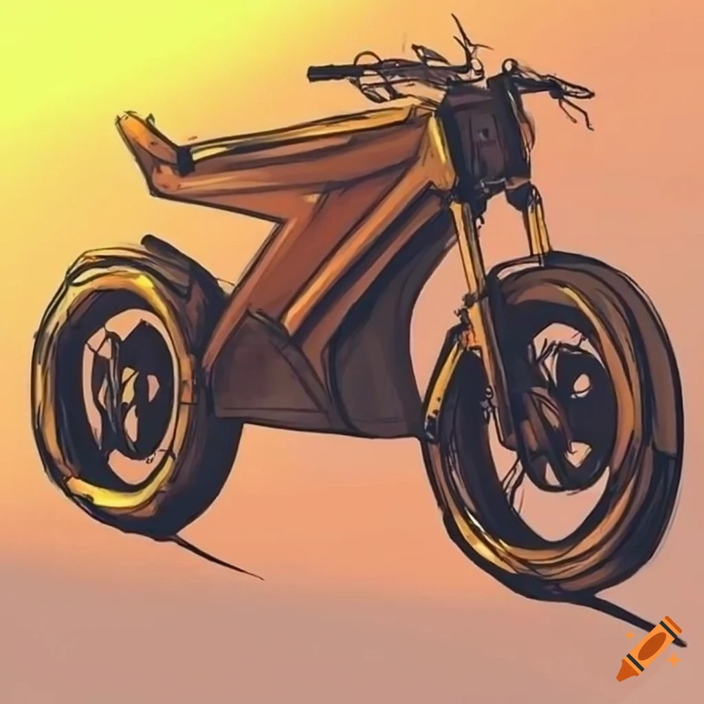 Detailed sketch of an electric off-road bike