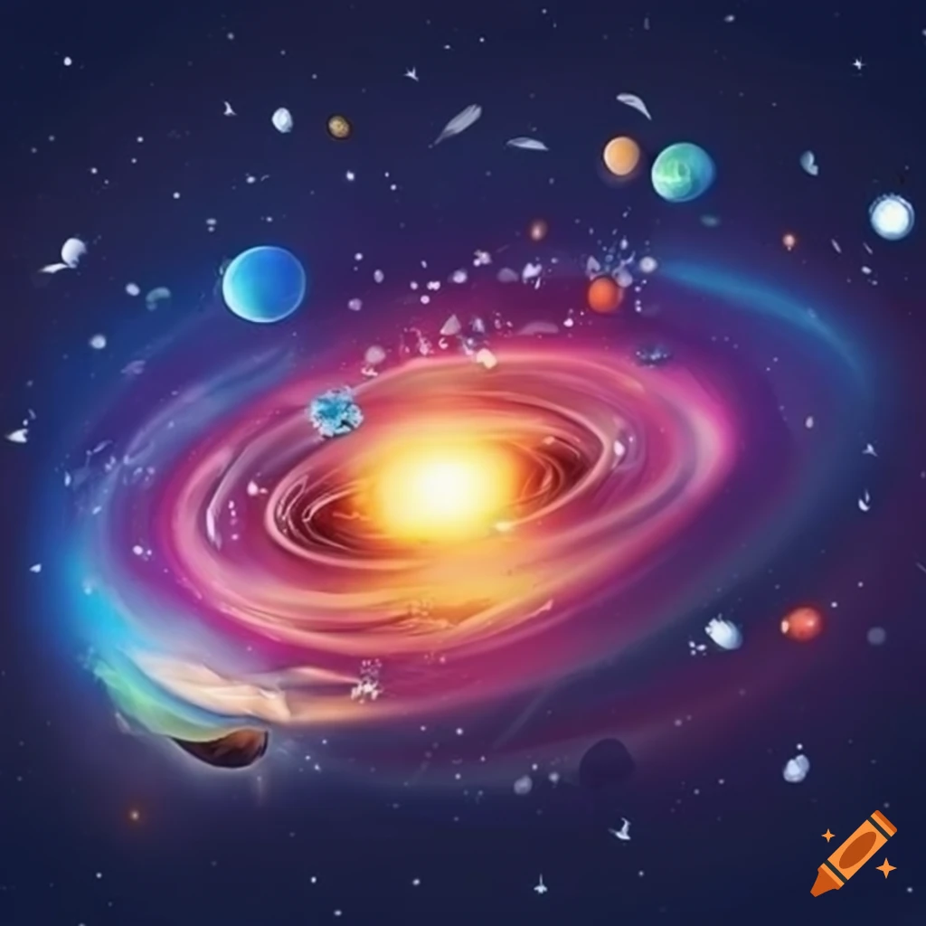 Realistic illustration of a cute universe for kids