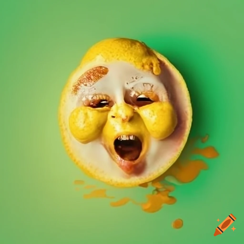 Artistic representation of a laughing lemon on Craiyon